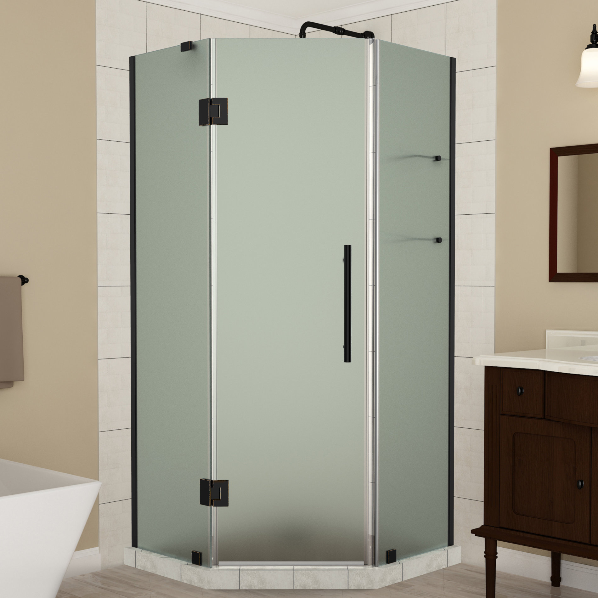Aston Merrick Gs 38 X 72 Neo Angle Hinged Shower Enclosure Wayfair