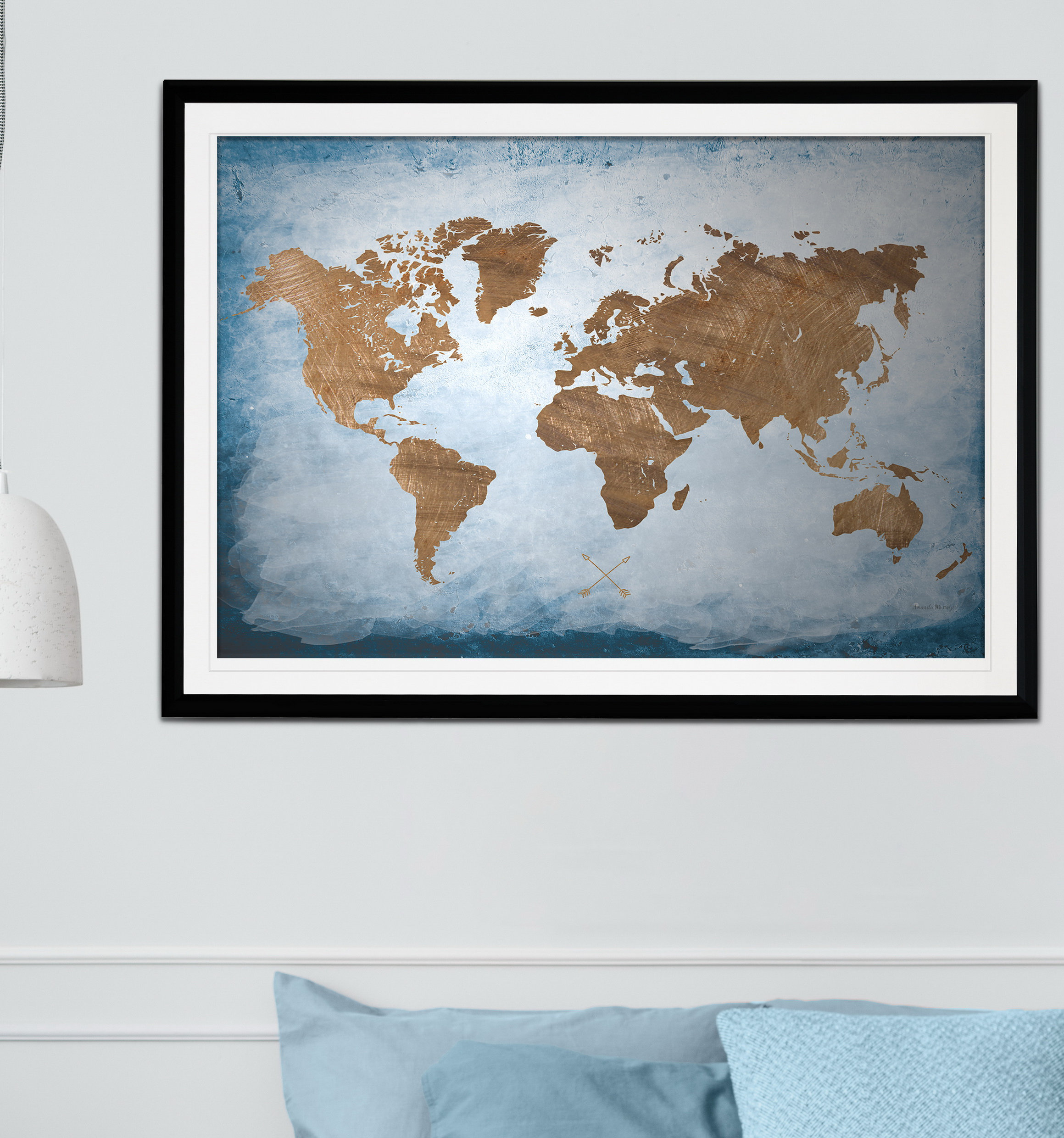 Wrought Studio Washy World Map Framed On Paper Print | Wayfair