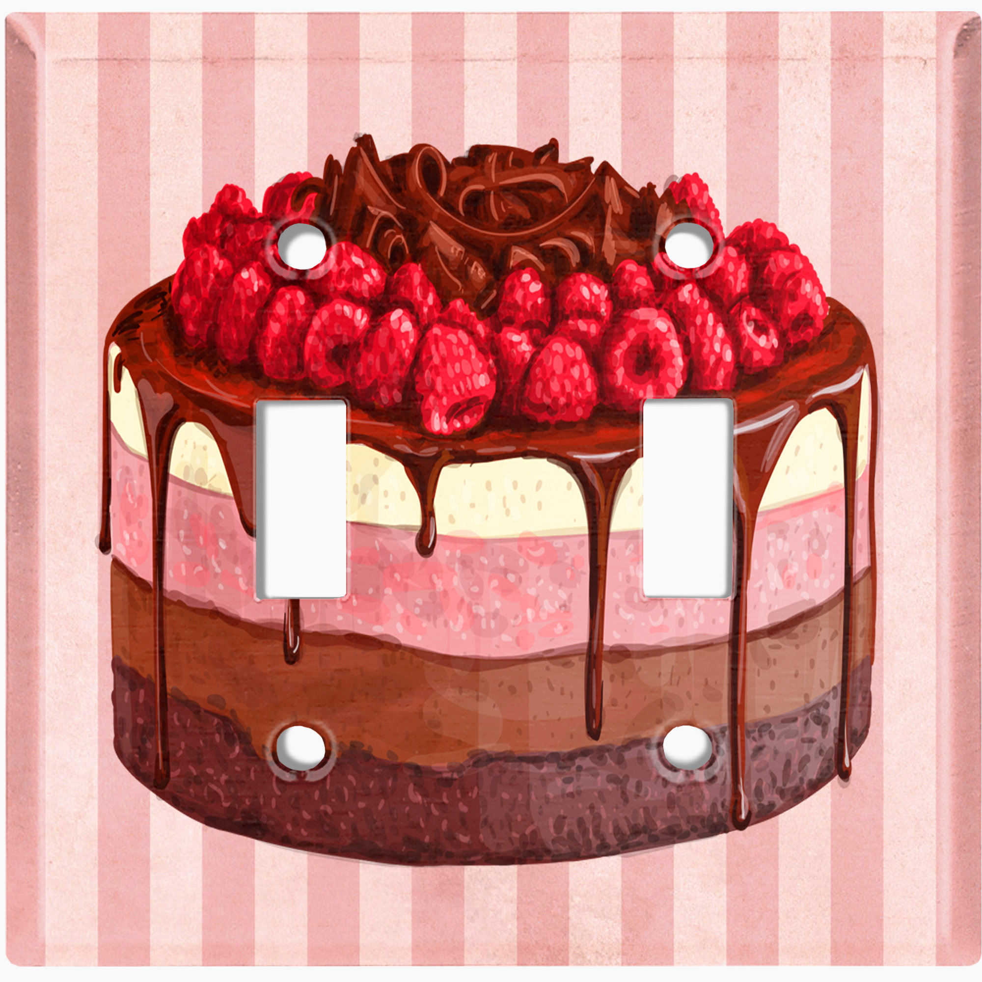 WorldAcc Raspberry Layered Cake Chocolate 2-Gang Toggle Light Switch ...