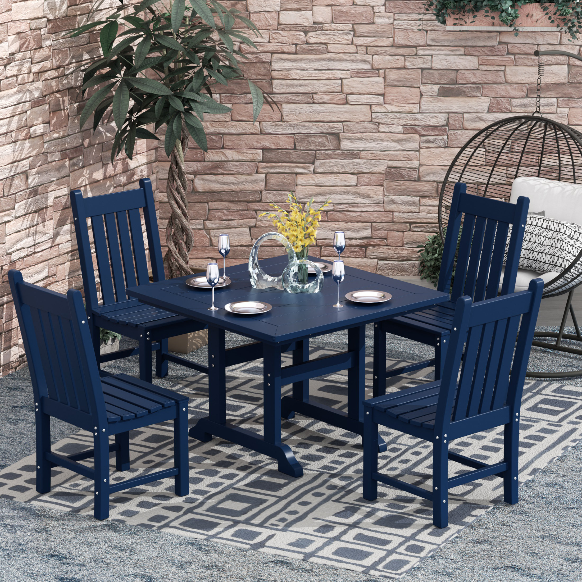 Lark Manor Alirah Square 4 - Person Outdoor Dining Set | Wayfair