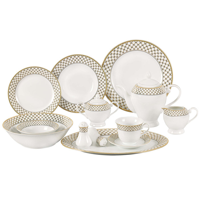 Lorren Home Trends Porcelain China Dinnerware Set - Service for 8 ...