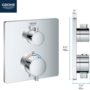 GROHE Grohtherm® Dual Function 2-Handle Thermostatic Trim | Wayfair