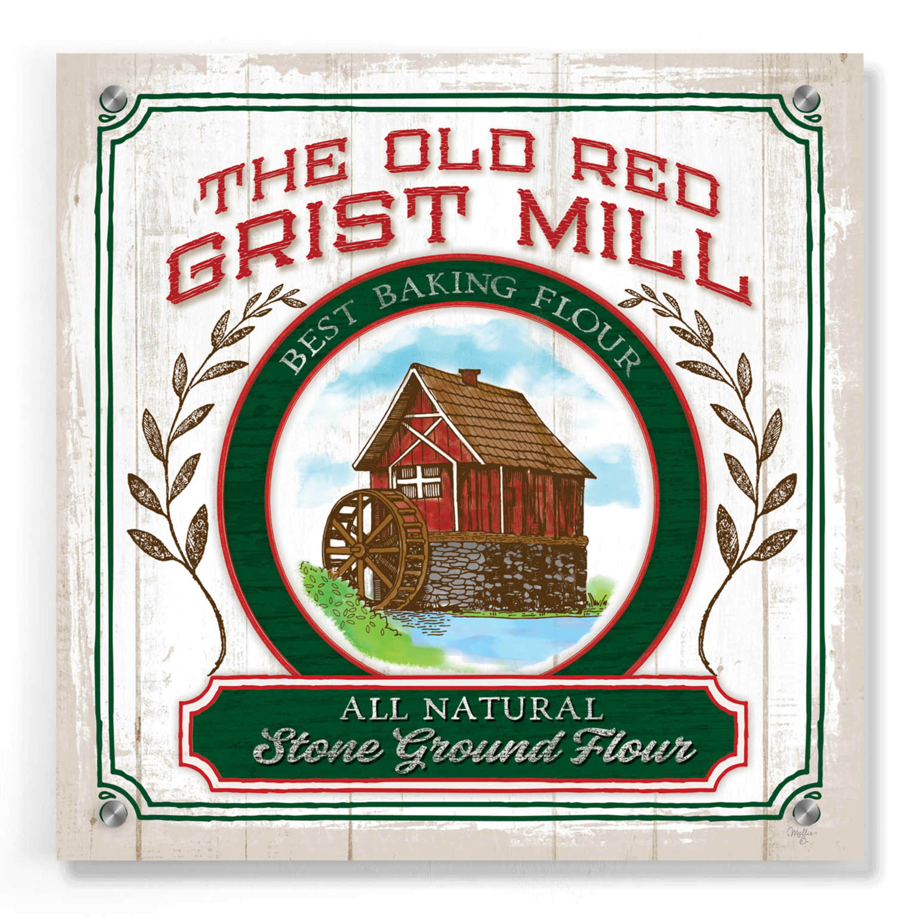 Trinx Epic Art 'Grist Mill Flour' By Mollie B, Acrylic G Grist Mill ...