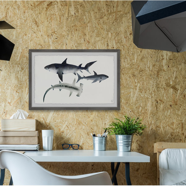 Isabelle & Max™ Clauson 'Sharks' Framed Art | Wayfair