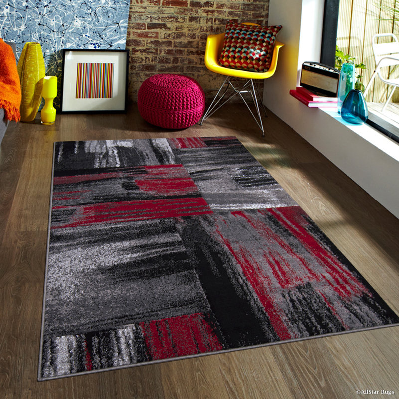 Williston Forge Taraval Performance Red/Gray/Black Rug & Reviews | Wayfair