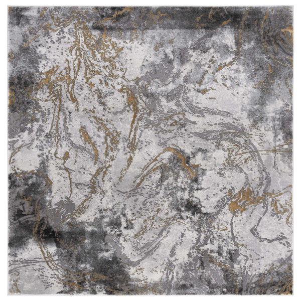 Mercury Row® Prichard Gray/Gold Rug & Reviews | Wayfair