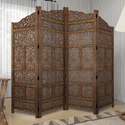 Bungalow Rose Brown Wood Handmade Foldable Arched Partition & Reviews ...