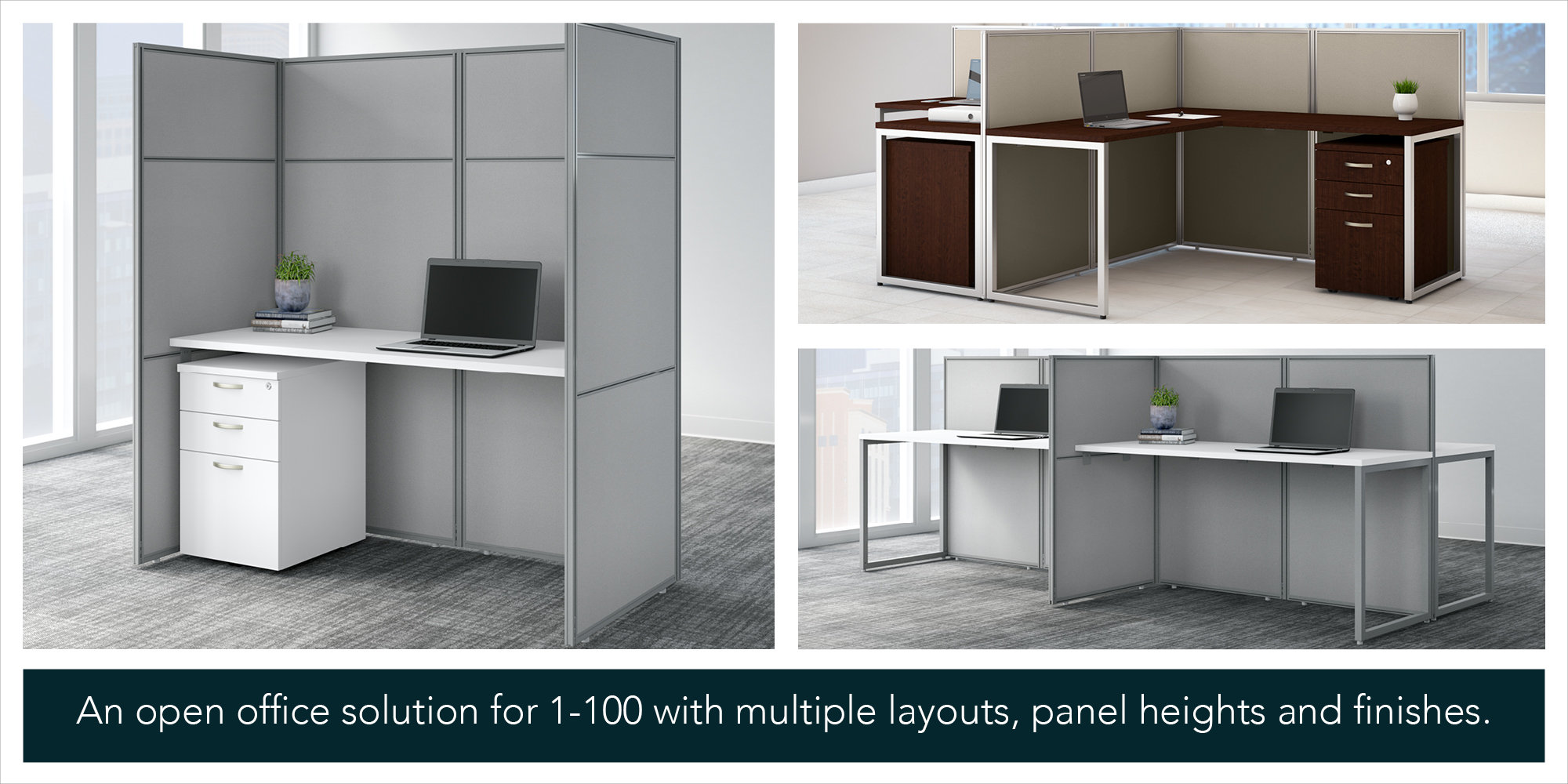 Bush Business Furniture Easy Office 2 Person L-Shaped Desk Workstation ...