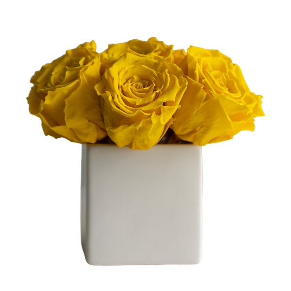 Fiorebela Citron Roses Floral Arrangement in Vase | Wayfair