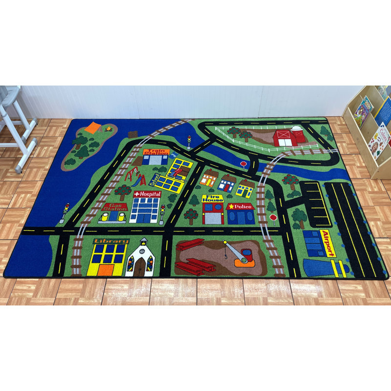 Kid Carpet Total Transportation Play Town Area Rug & Reviews | Wayfair