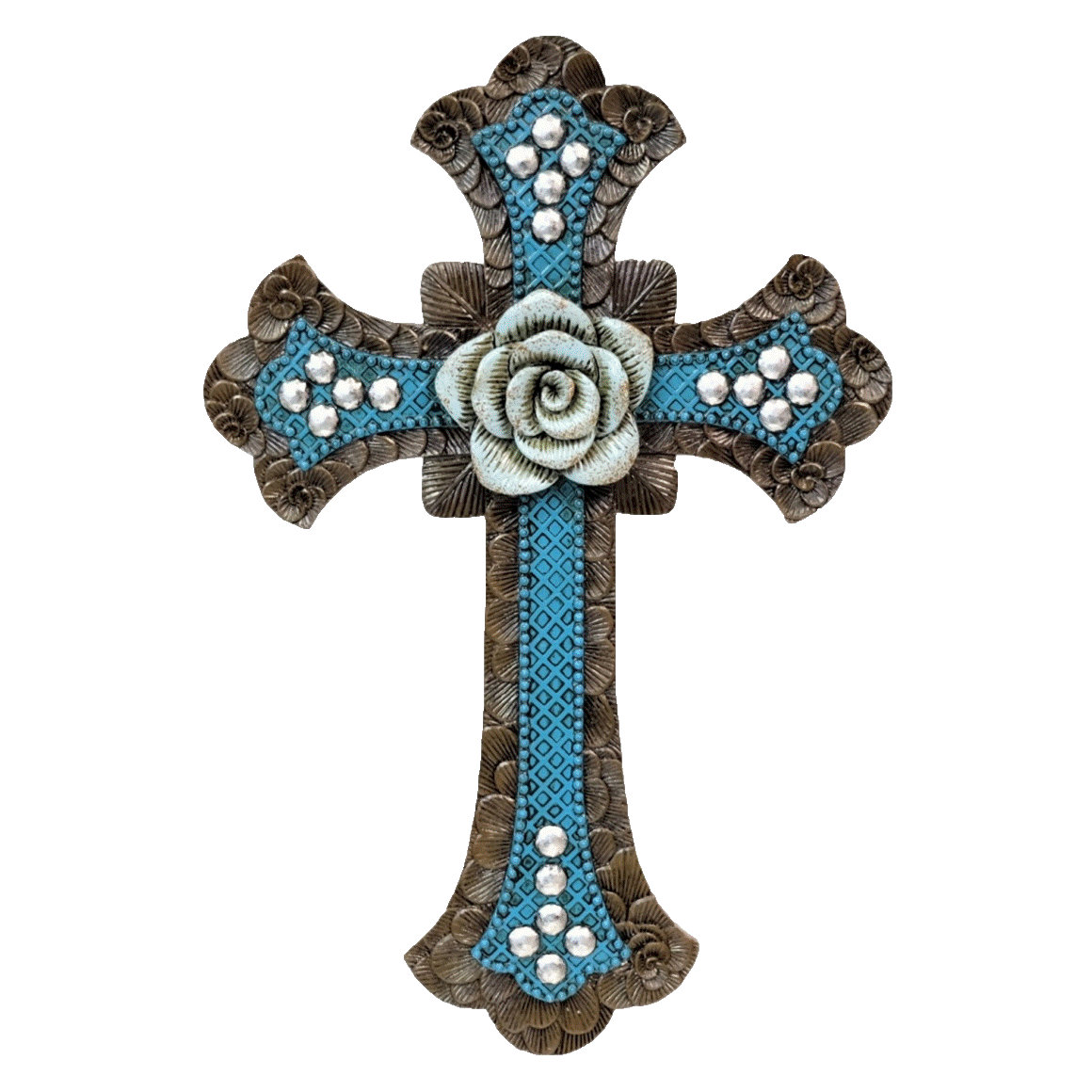 Canora Grey Cross with Flower Wall Décor | Wayfair