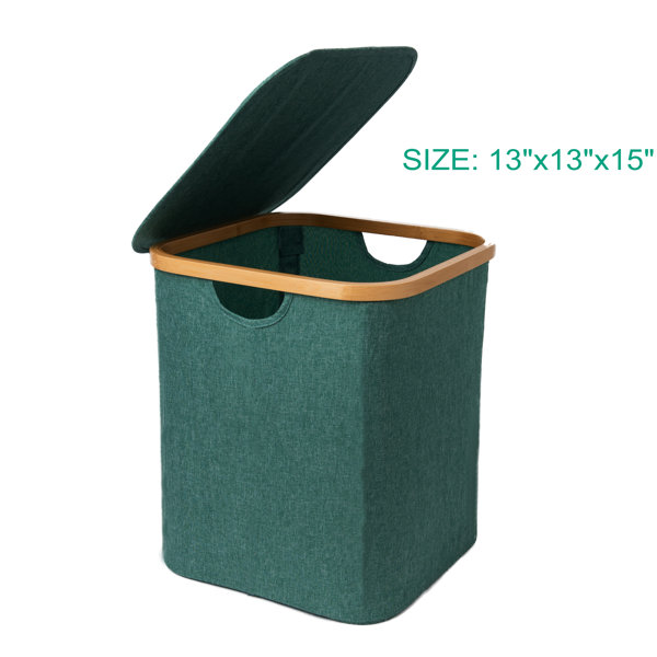 Latitude Run® Square Foldable Bamboo Frame Laundry Hamper With Lid ...