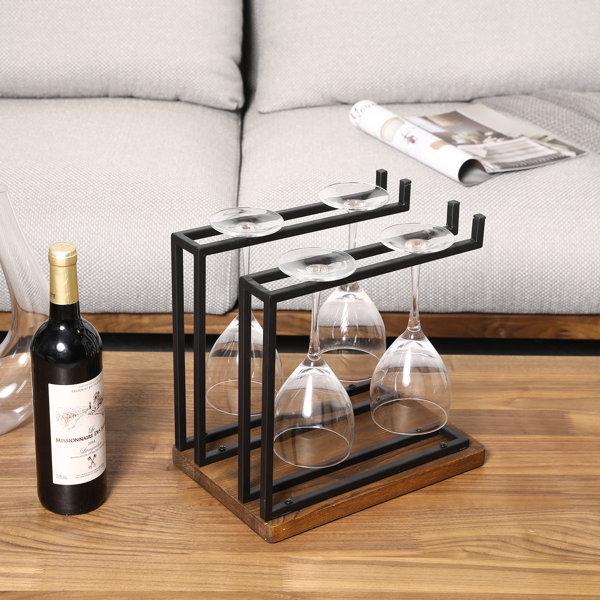 17 Stories Tabletop Wine Glass Rack in Black/Dark Brown | Wayfair