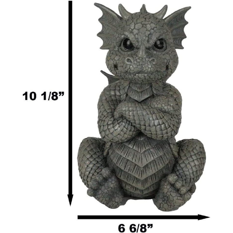 Trinx Whimsical Garden Dragon Folding His Arms With Angry Face Figurine ...