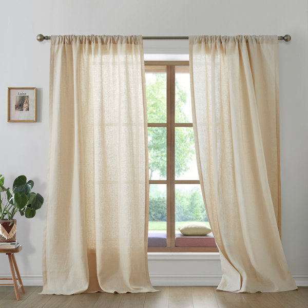 Sweety Pie Inc Linen Semi-Sheer Curtain Pair | Wayfair