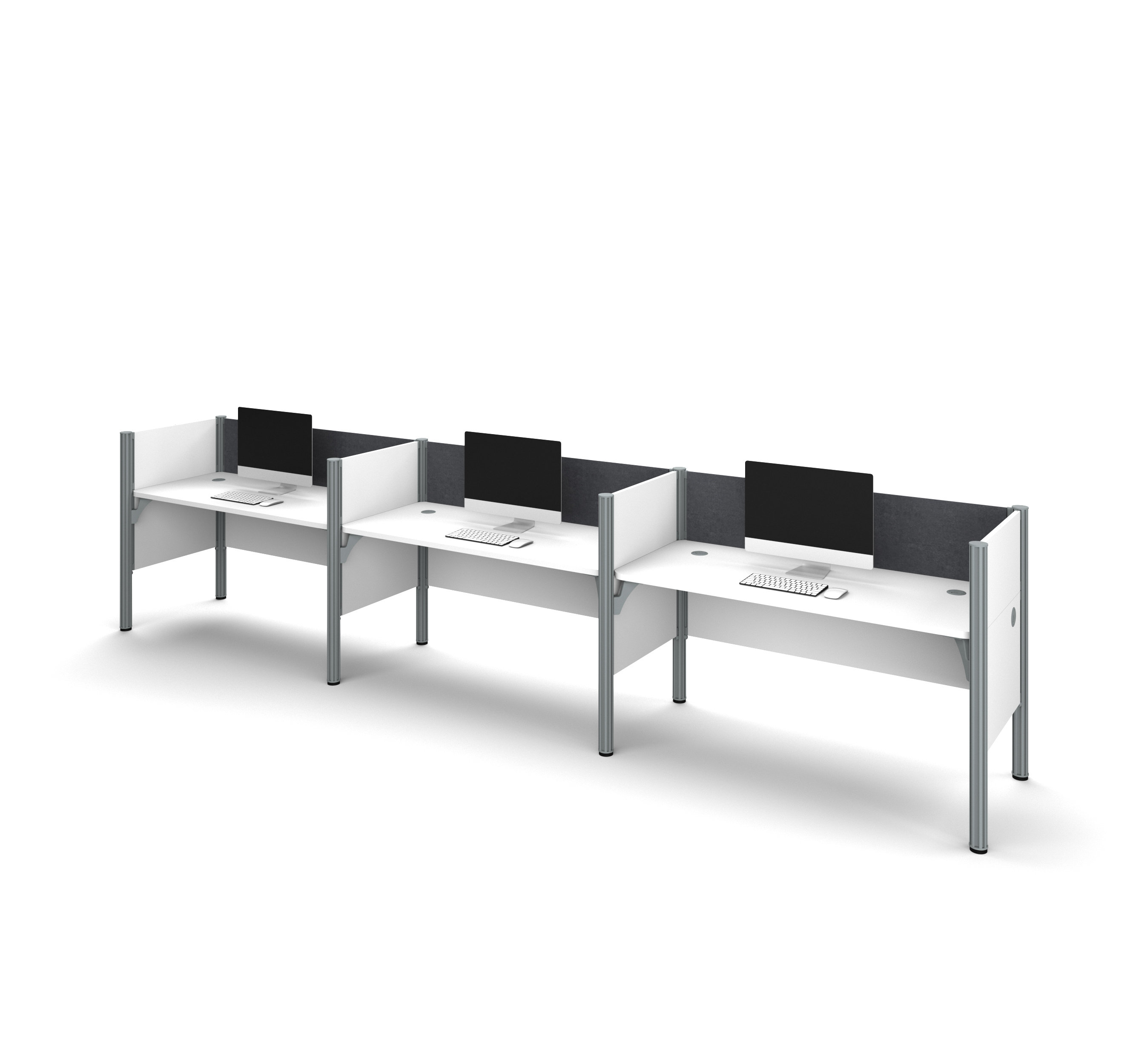 Bestar Pro-Biz Triple Side-by-Side Workstation with 3 Privacy Panels ...
