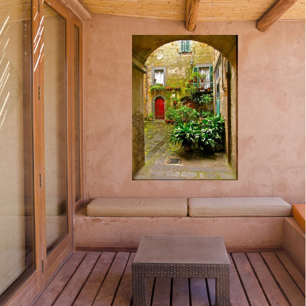 Red Barrel Studio® Exar Italian Courtyard Outdoor Canvas Art | Wayfair