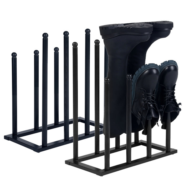 Winston Porter 8 Pair Black Metal Boot Rack | Wayfair
