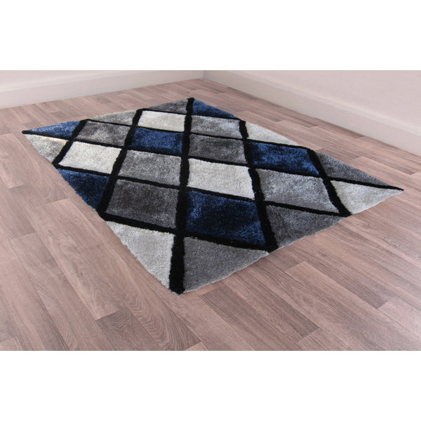 Latitude Run Deniz Handmade Tufted Navy/Grey Rug | Wayfair.co.uk