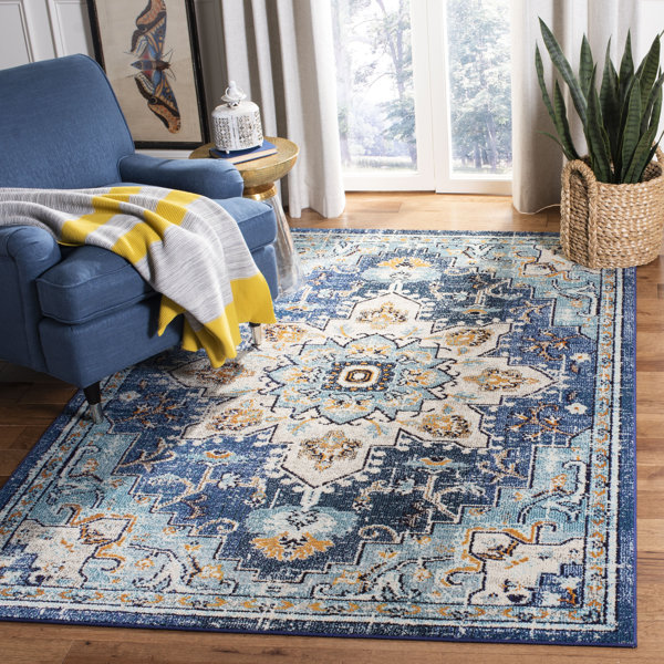Langley Street Felty Performance Blue / Light Blue Rug & Reviews | Wayfair