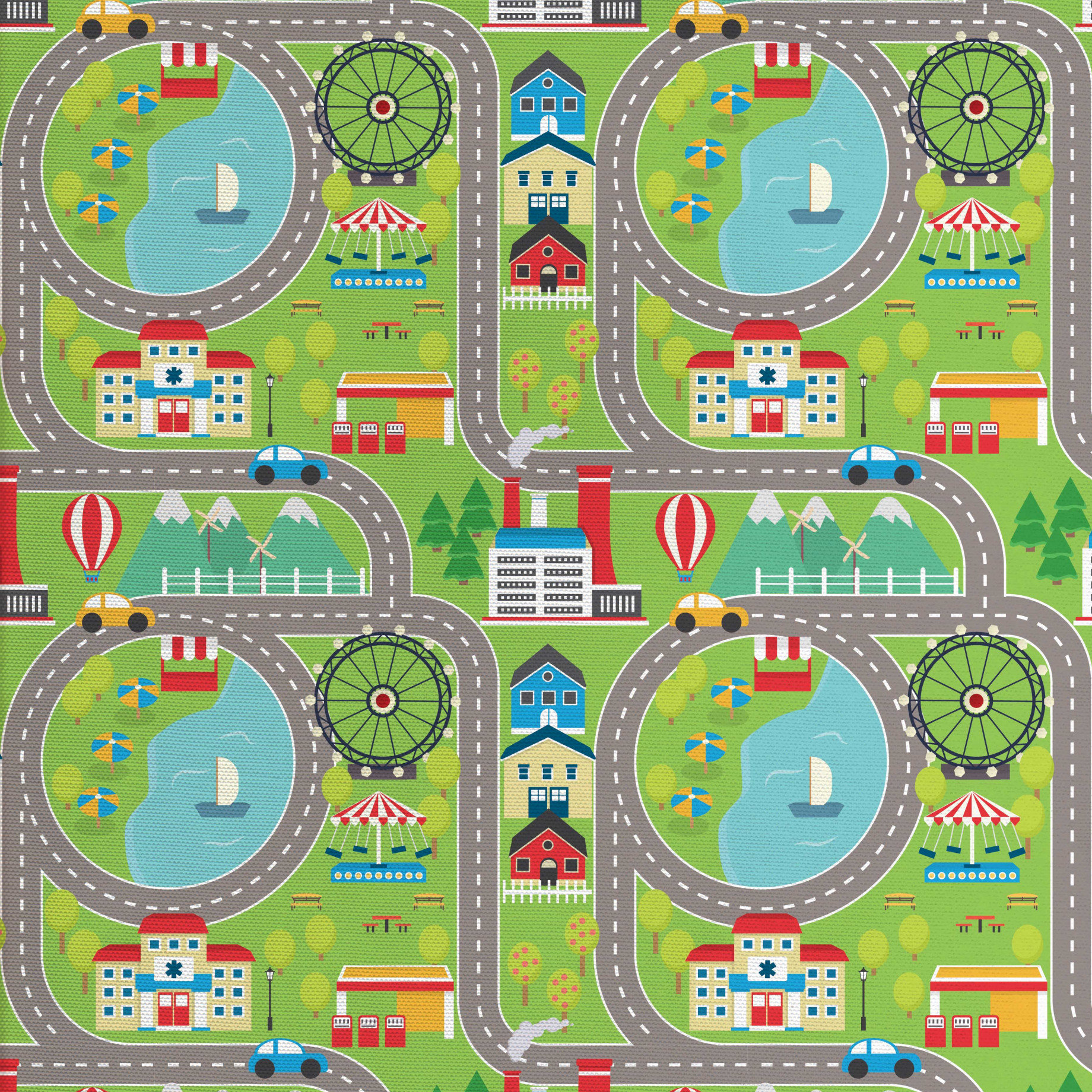East Urban Home Car Race Track Fabric | Wayfair