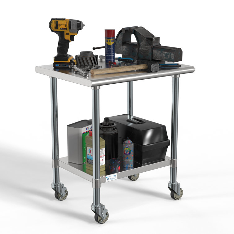 KoolMore 30"W Adjustable Height Stainless Steel Top Workbench | Wayfair