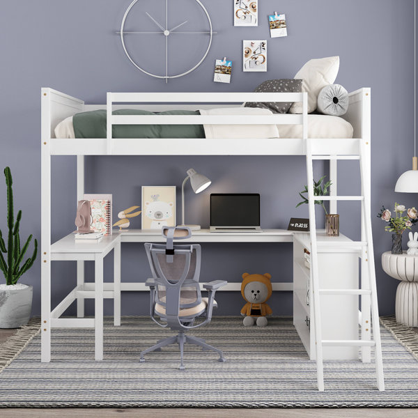 Harriet Bee Giselly Full Loft Bed with Shelves by Harriet Bee | Wayfair