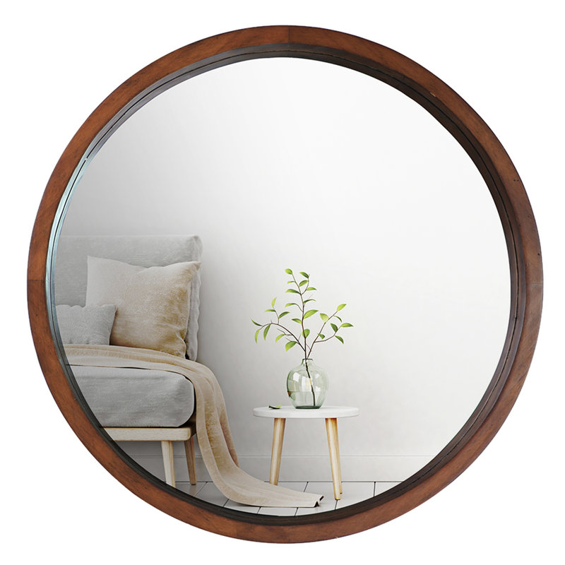 George Oliver Keeso Round Solid Wood Wall Mirror & Reviews | Wayfair