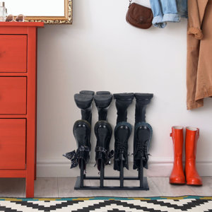 Winston Porter 8 Pair Black Metal Boot Rack | Wayfair