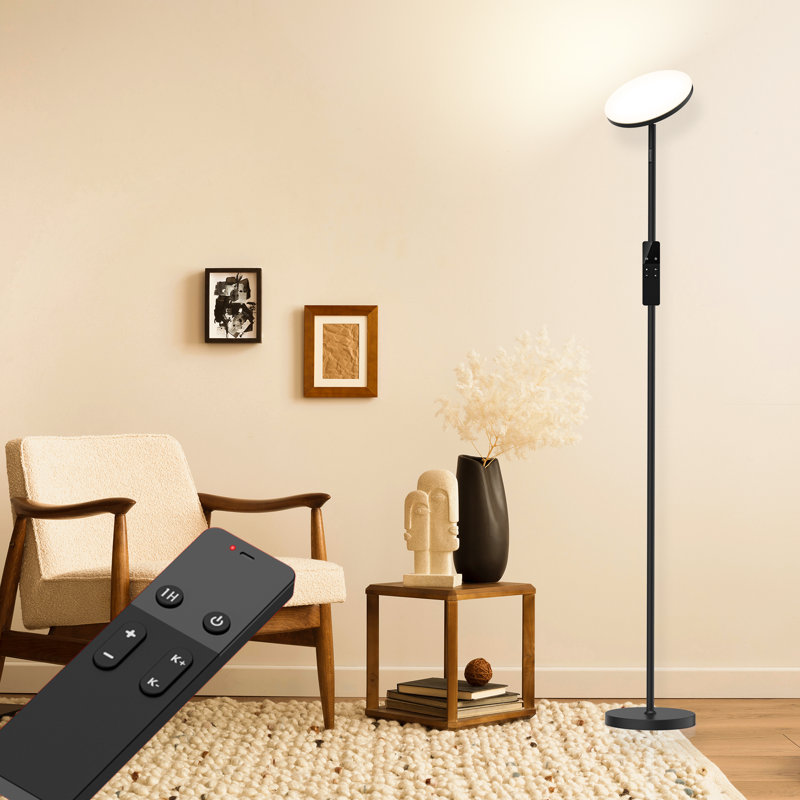 Orren Ellis Voleta 70" LED Torchiere Floor Lamp With Remote Control ...