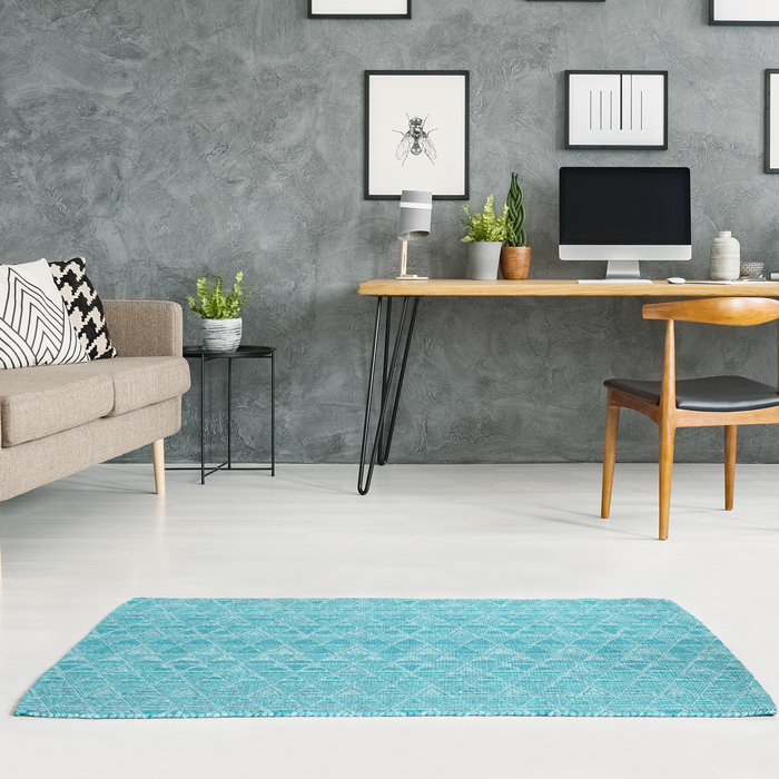 Bless international Chenille Dark Teal/Light Teal Rug | Wayfair