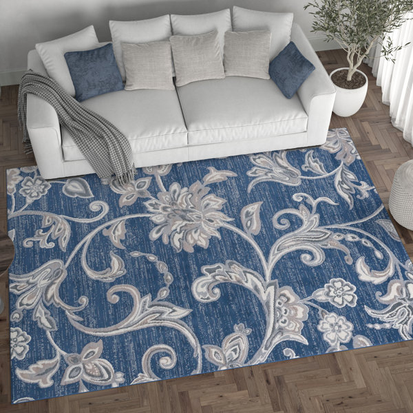Red Barrel Studio® Majoros Performance Navy Rug & Reviews | Wayfair