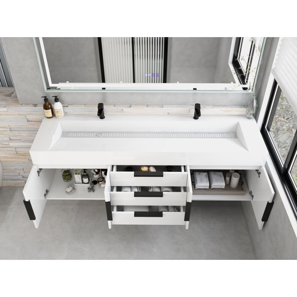 Latitude Run® Jessica 72'' Wall-Mounted Single Bathroom Vanity | Wayfair