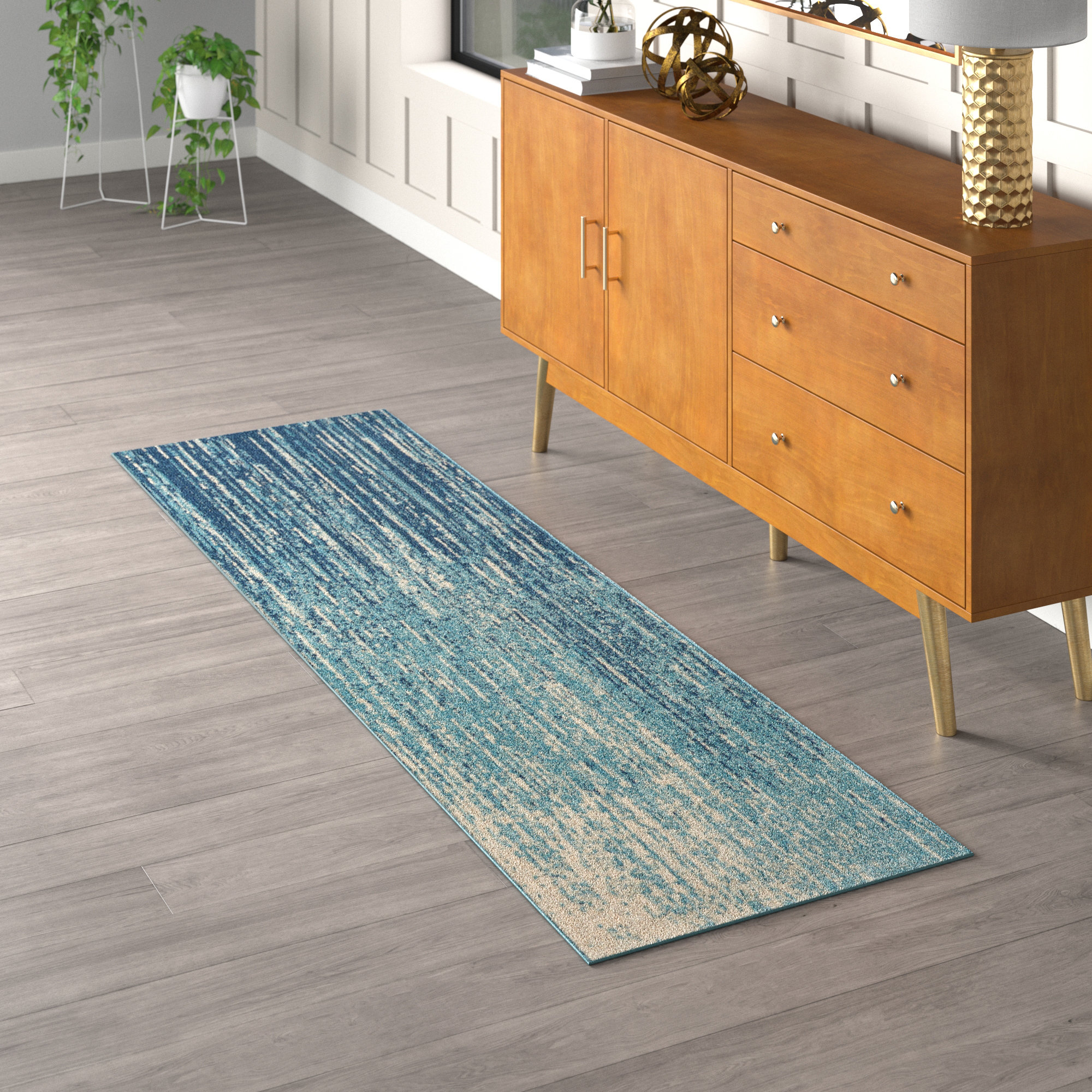 Mercury Row® Abbate Performance Light Blue/Navy/Beige Rug & Reviews ...