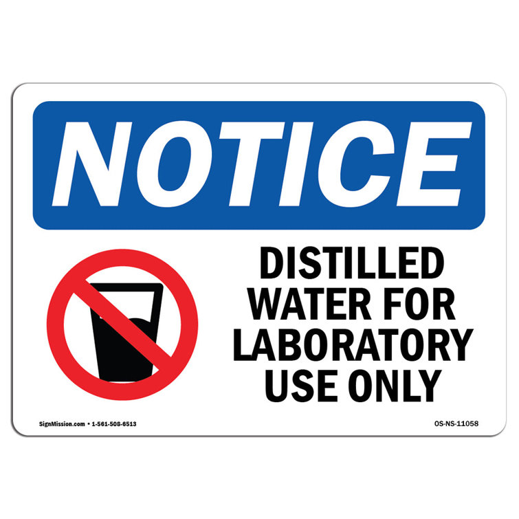 SignMission Distilled Water ForLaboratory Sign | Wayfair