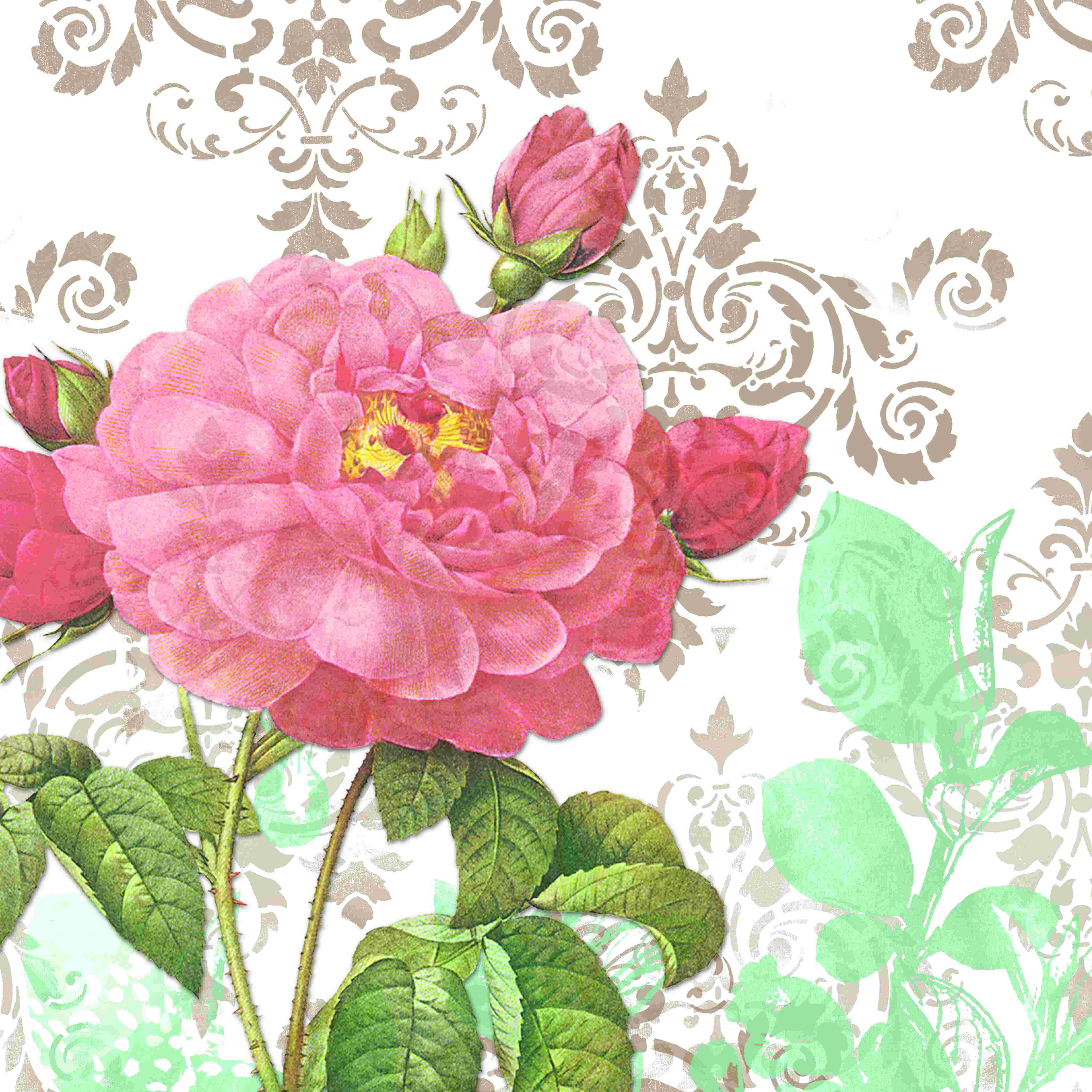 House of Hampton® Vintage Painted Pink Flower - Wrapped Canvas Print ...