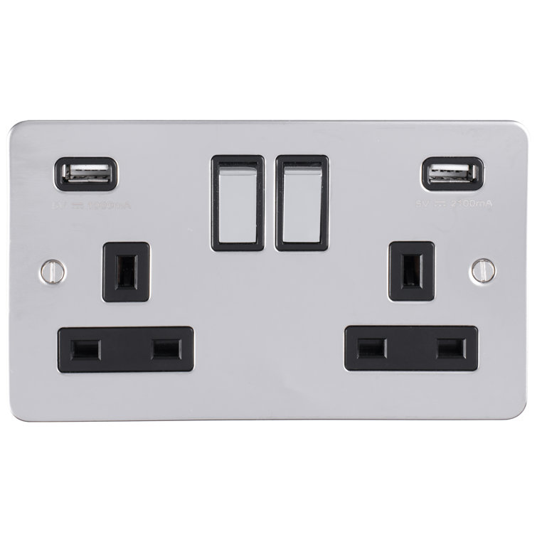 Eurolite 2 Gang Edge Enhance Flat Black Trim Wall Mounted Socket ...