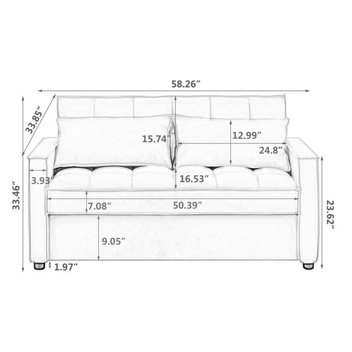 Mercer41 Ledjona Velvet Convertible Sofa Bed Pull Out Sleeper Sofa ...