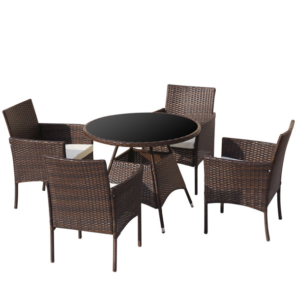 Ophelia & Co. Princeton Round 4 - Person 89Cm Long Dining Set with ...