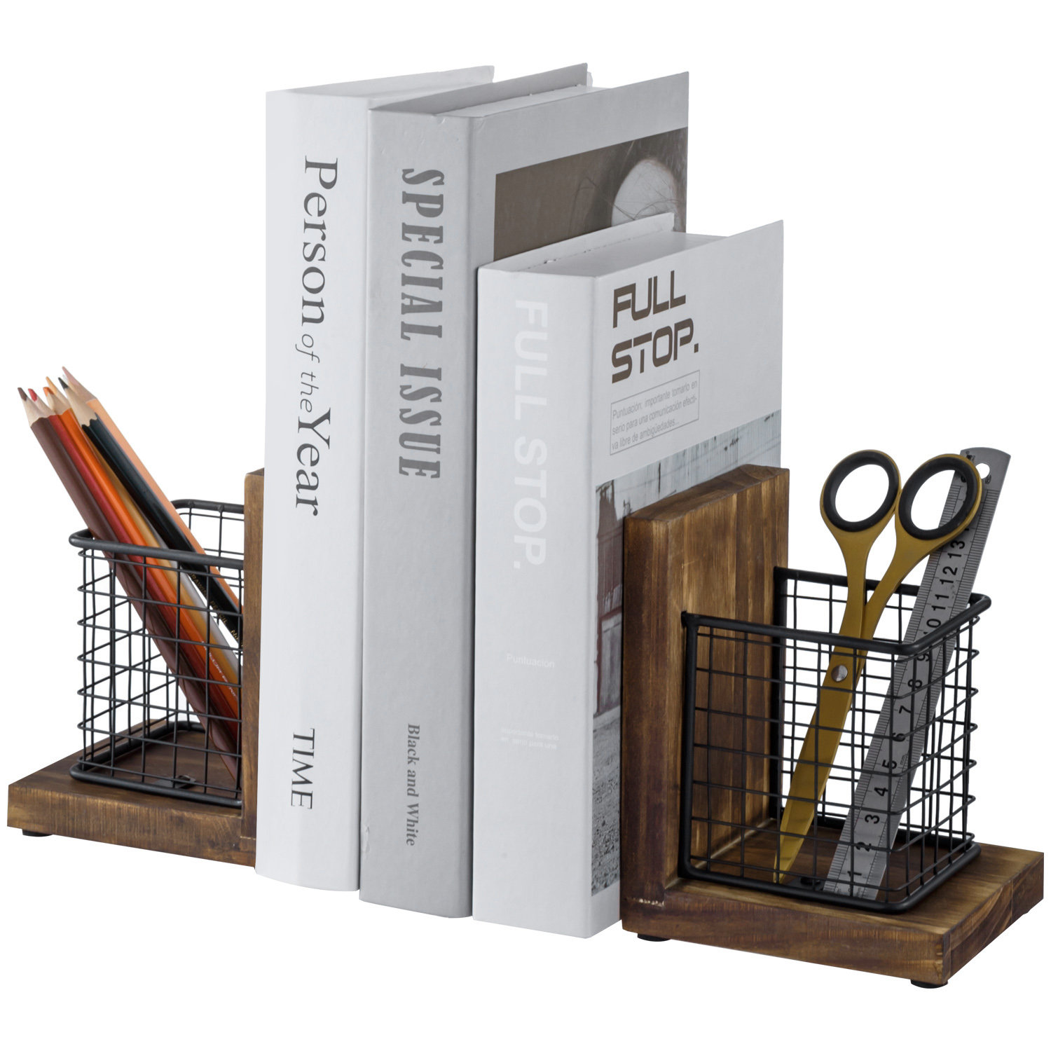 17 Stories Basket Bookends 2 Piece Office | Wayfair