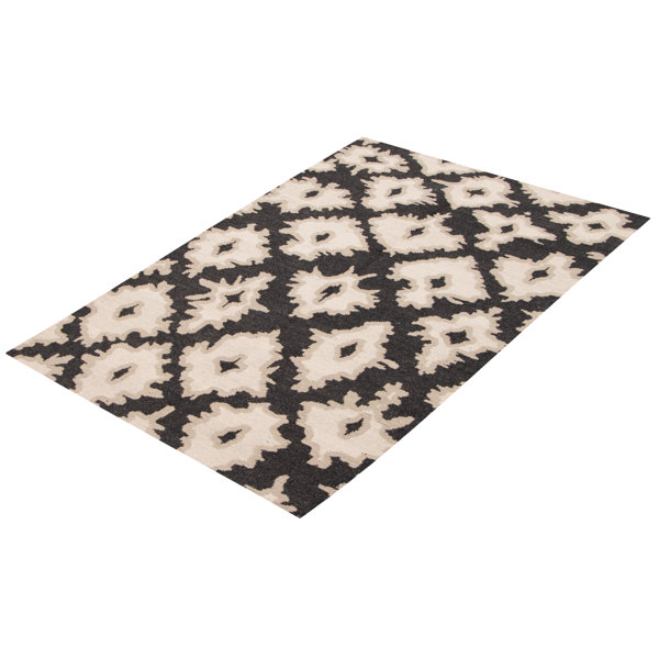 Foundry Select New Ashford Flatweave Black/Cream Rug | Wayfair