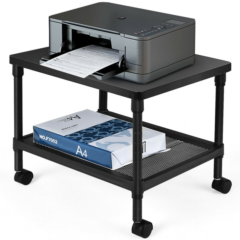 clihome Rolling Under-Desk Mobile Printer Stand with Storage Shelf for ...