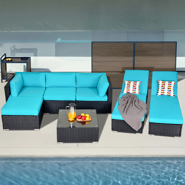 Latitude Run® Lakeashia Polyethylene (PE) Wicker 6 - Person Seating ...