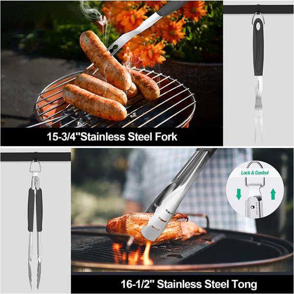 YardStash Heavy Duty Stainless Steel Grilling Tool Set | Wayfair