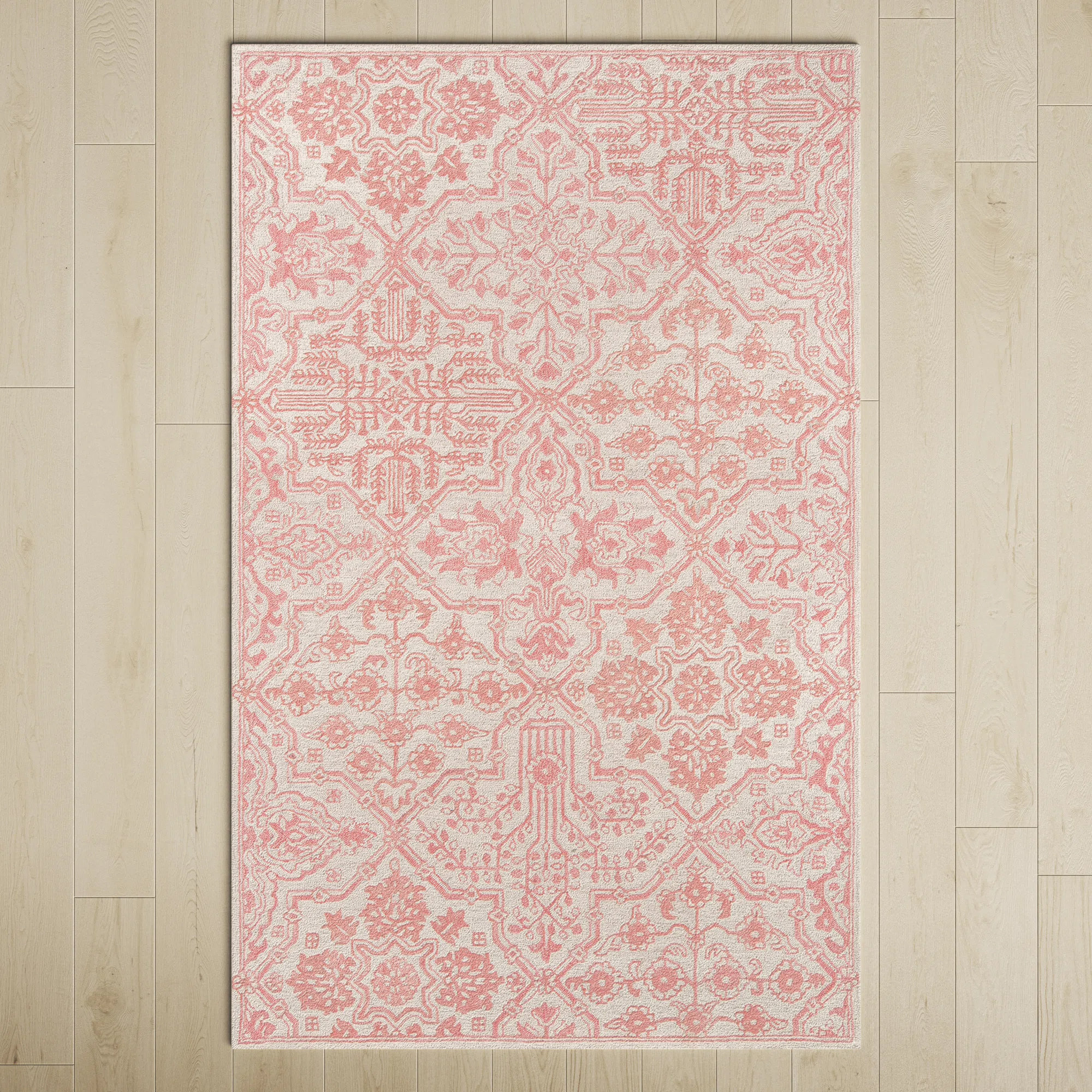 Birch Lane™ Cece Handmade Wool Pink/Ivory Rug & Reviews | Wayfair