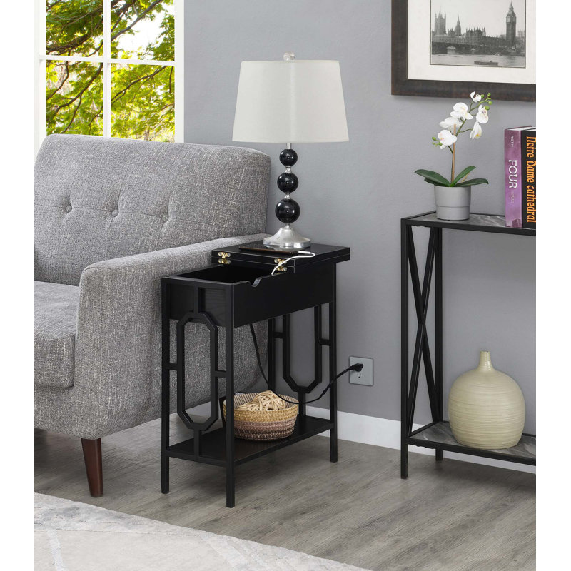 Latitude Run® Minburn 24"H End Table with Storage and Built-In Outlets ...