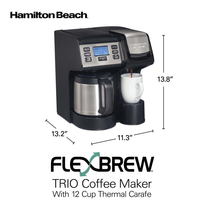 Hamilton Beach Flexbrew Trio Coffee Maker With 12 Cup Stainless Steel ...
