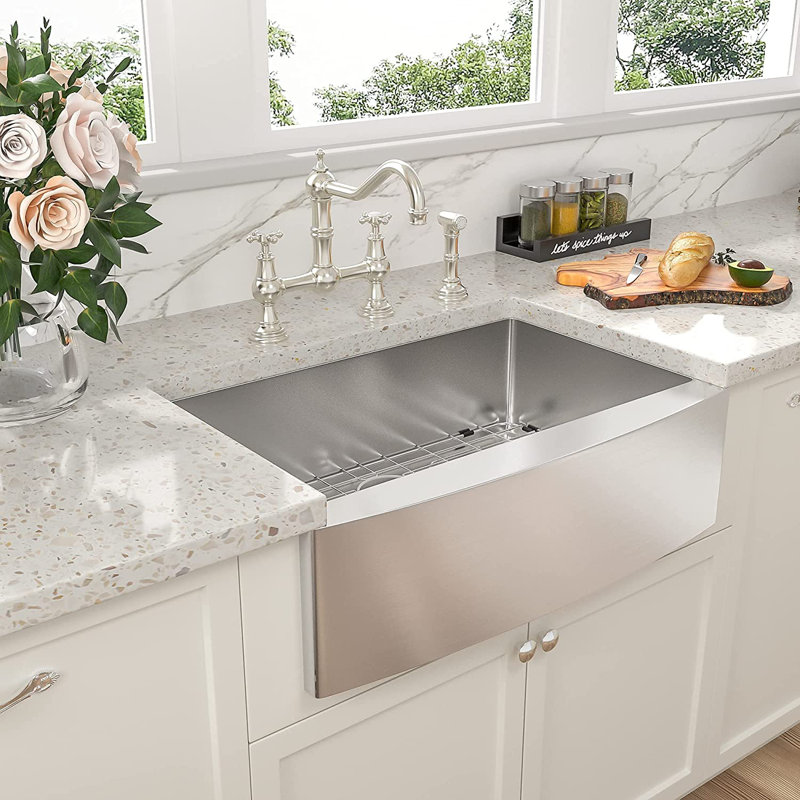 Sarlai 21'' W Single Bowl Stainless Steel Farmhouse Kitchen Sink | Wayfair