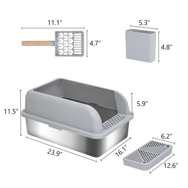 Tucker Murphy Pet™ Extra Large Stainless Steel Litter Box | Wayfair