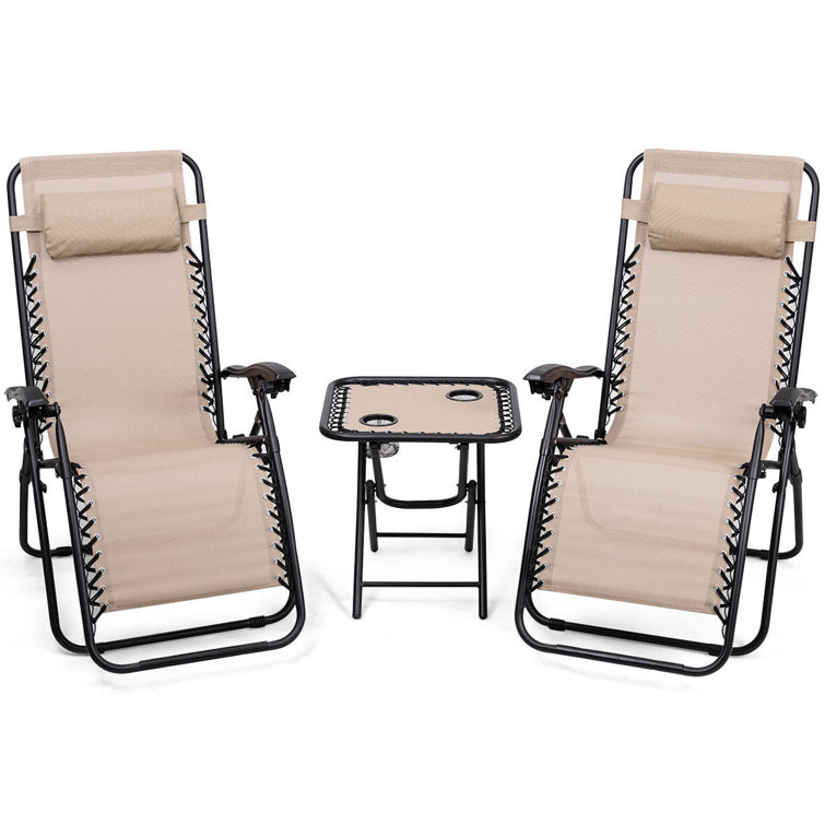 Arlmont & Co. Rowell Outdoor Metal Chaise Lounge Set with Table ...